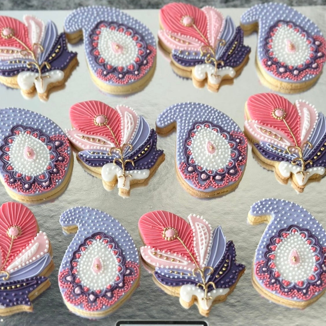 Pink & Purple Diwali Cookies - Colorful Handmade Sweets! - Send Diwali ...