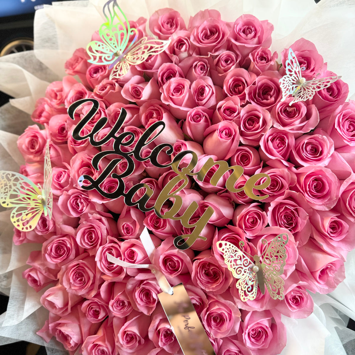 Baby Girl Pink Roses Bouquet - New Born Gift Delivery to UAE - Shop ...