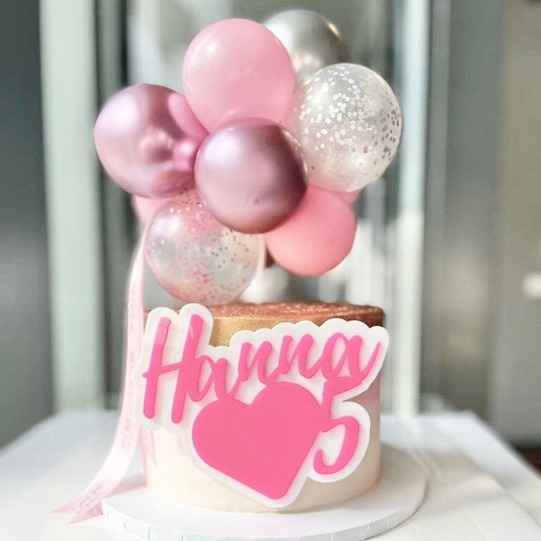 Pink Silver Cake with balloons - Birthday Cake Delivery to Dubai ...