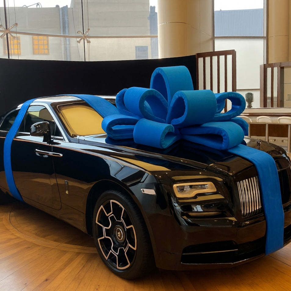 Giant Blue Velvet Car Bow Dubai - Ribbon Wrapping for Cars - Jumbo ...