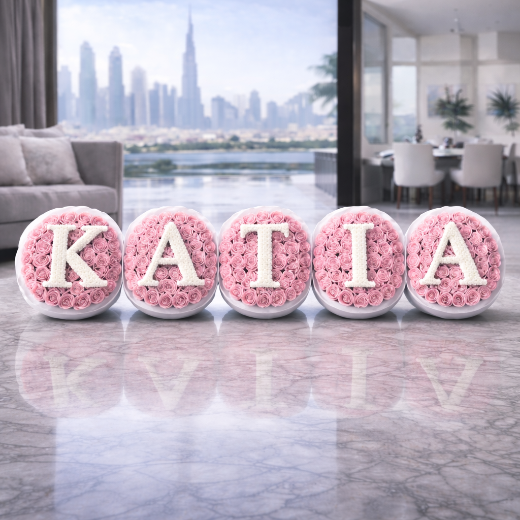 Luxury Pink Roses Name Dubai - VIP Bouquet Delivery to UAE - Roses ...