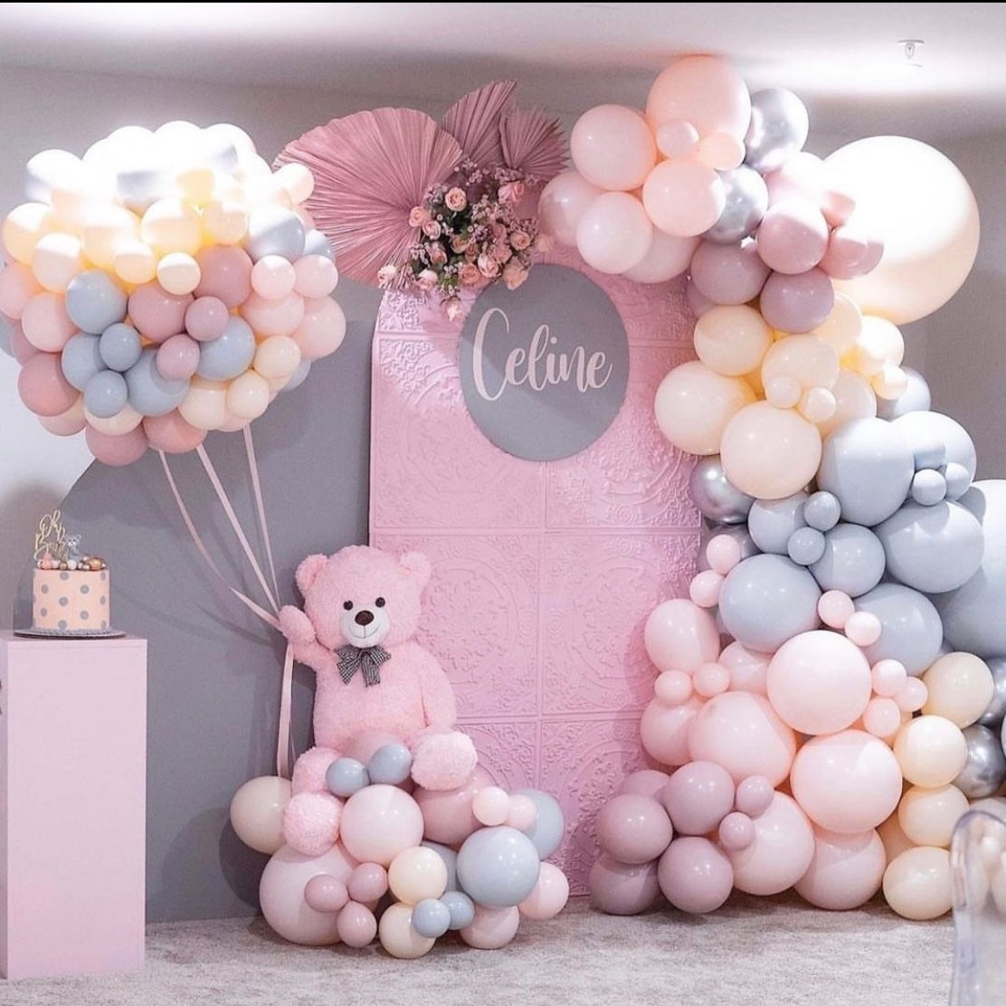 Pink Teddy Balloon setup Arrangement – Balloons Arch – Order Online to ...