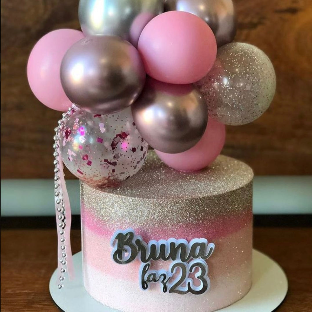 Pink Silver Cake with balloons - Birthday Cake Delivery to Dubai ...